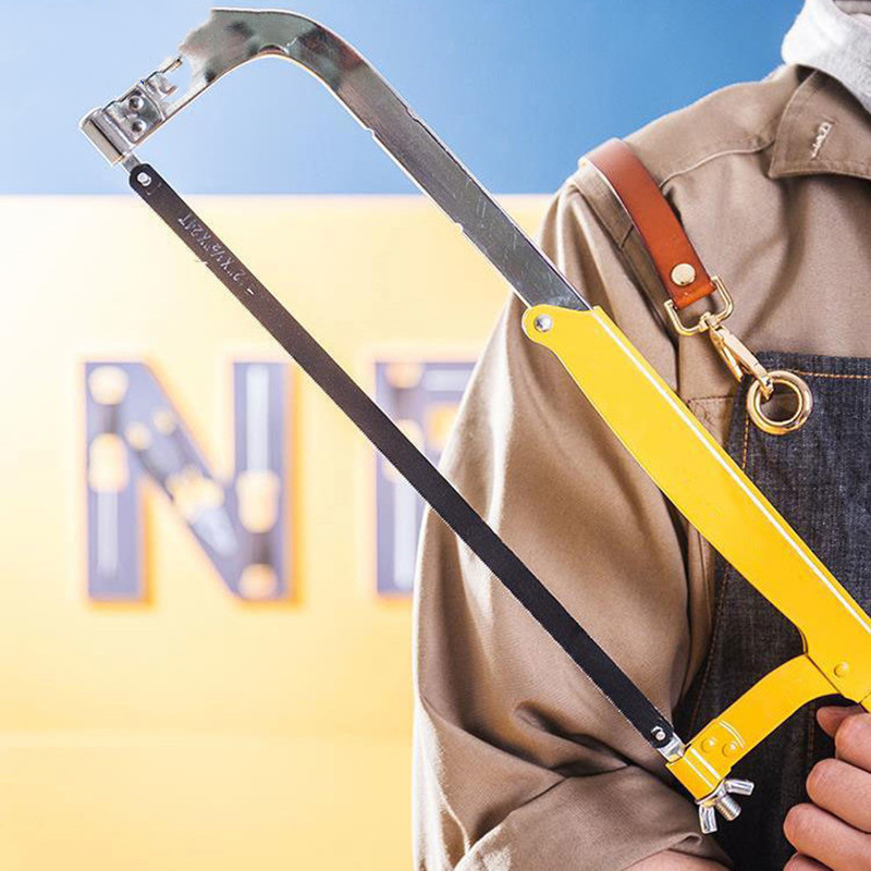 Adjustable hacksaw frame and removable heavy-duty cutting tool